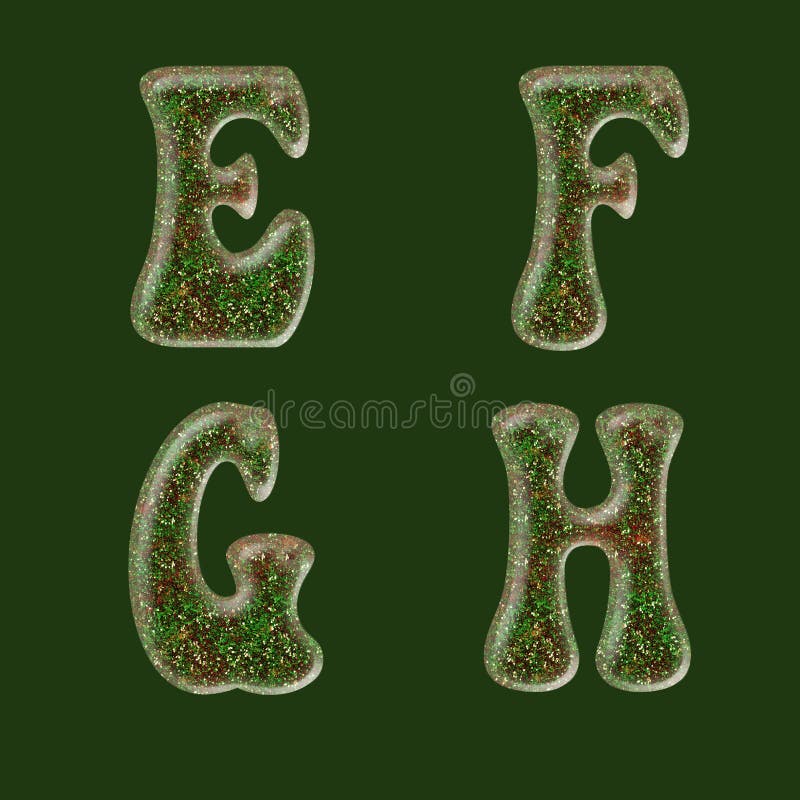 Green and Red Glitter Capital Letter Alphabet - Letters E-H Stock ...