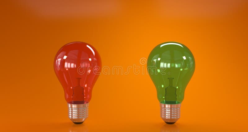 Green and red light bulbs stock illustration. Illustration of globe ...