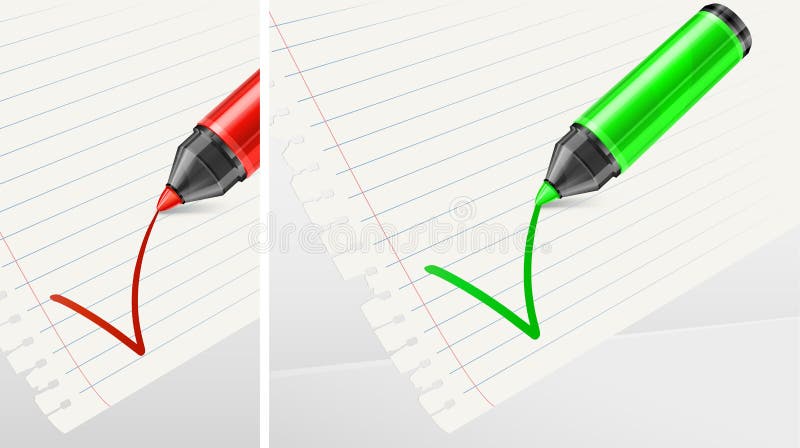 Green and Red Markers with Check Mark Stock Vector - Illustration of ...