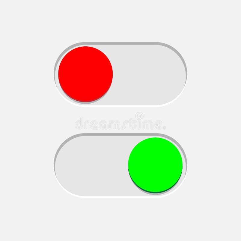 Red and Green Buttons with Golden Rings Isolated on Black Background ...