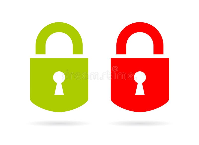 Green and Red Padlock Vector Icon Stock Vector - Illustration of icon ...