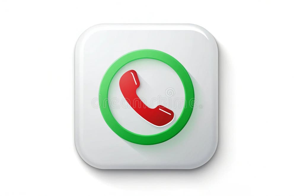 Green and Red Phone Call Icon for Mobile Applications, Representing a ...