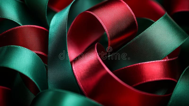 Green and Red Satin Ribbons Twisted Together Stock Illustration ...