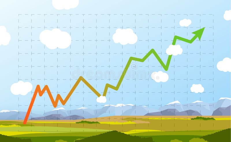 Green and Red Stocks Graph on Sunny Nature Landscape Stock Vector ...