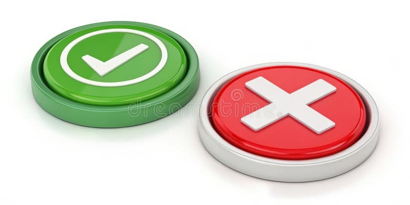 Green and Red Symbols Representing Approval and Disapproval Displayed ...