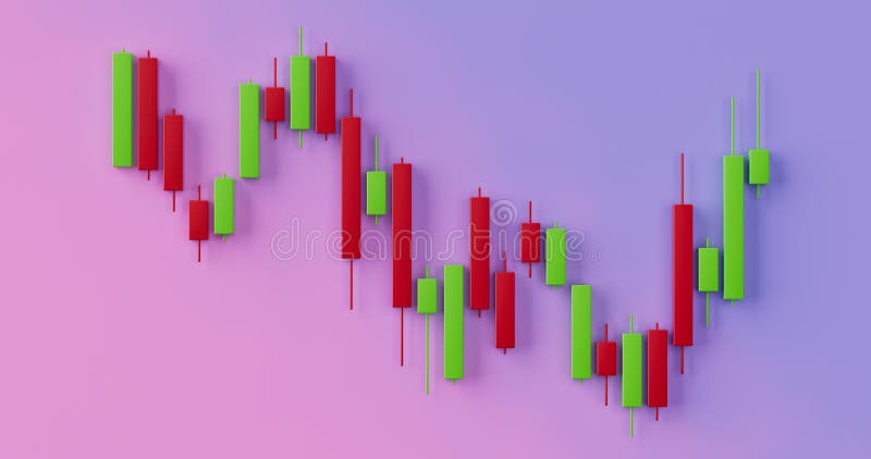 Green and Red Trading Financial Candlesticks Pattern Chart. 3d ...