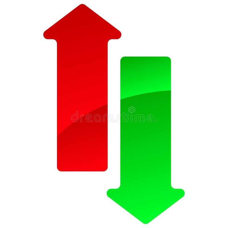 Green And Red Up And Down Arrow Arrow Pointing Upwards Downwards