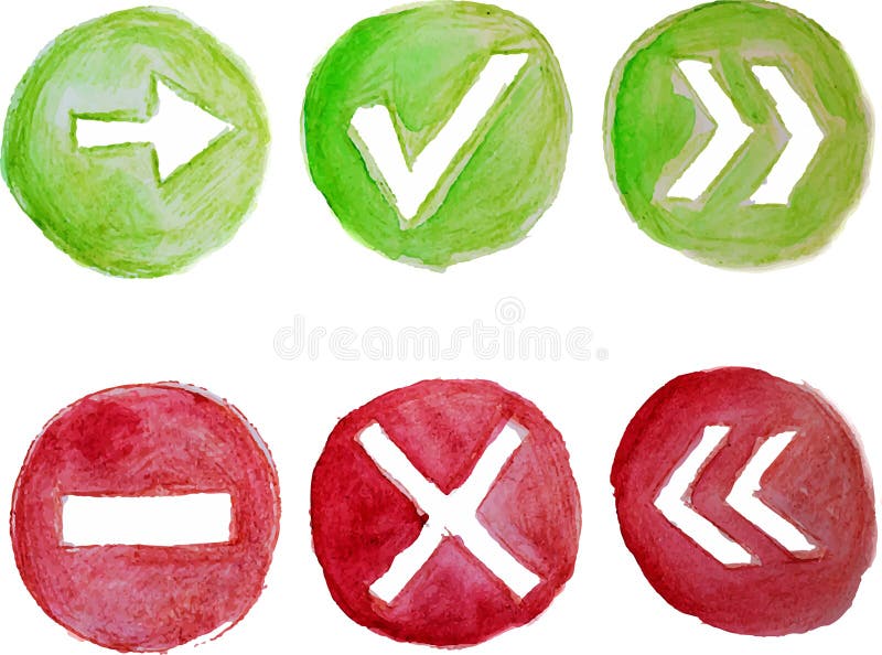 Green and Red Vector Watercolor Icons Stock Vector - Illustration of ...