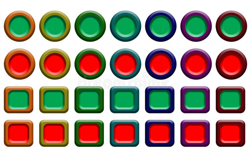 Green and Red Web Buttons in Different Shapes and Colors Stock ...