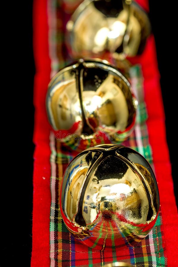 Green Red and Yellow Ribbon with Bells Stock Image - Image of green ...