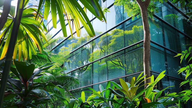 Green Reflections in a Modern Building Stock Illustration ...
