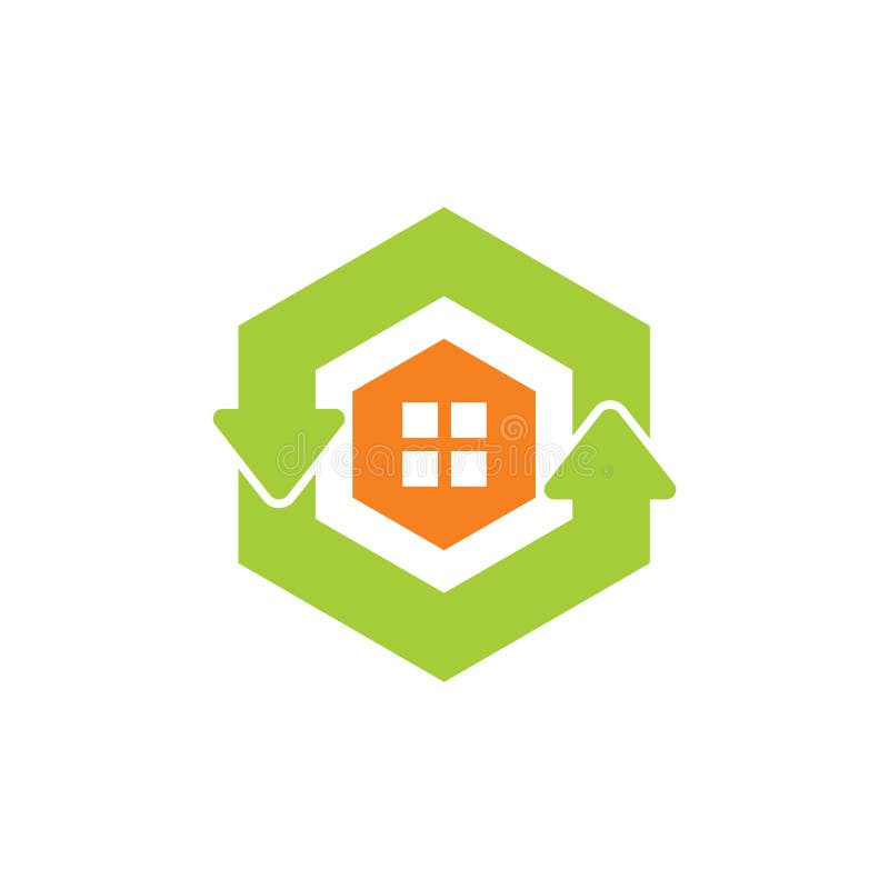 Green Refresh Home Hexagonal Arrow Symbol Logo Vector Stock Vector ...