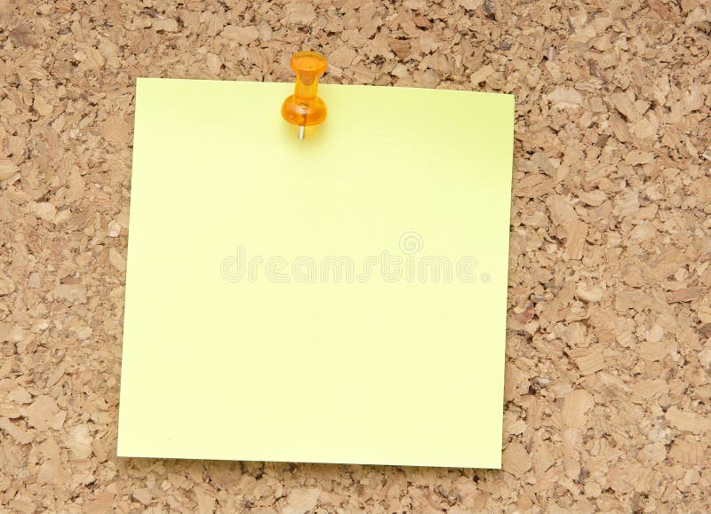 Green Reminder Note with Orange Pin Stock Image - Image of single ...