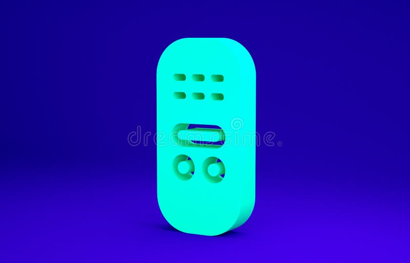 Green Remote Control Icon Isolated on Blue Background. Minimalism ...