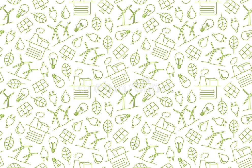 Green Renewable Enegry Seamless Pattern Stock Vector - Illustration of ...