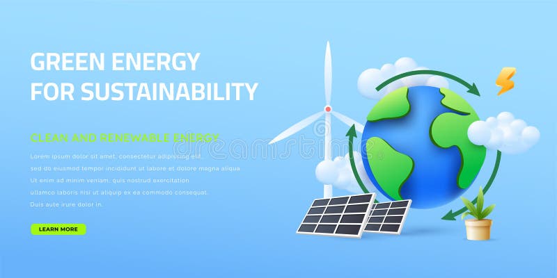 Green Renewable Energy Sources for Sustainability Illustration Stock ...