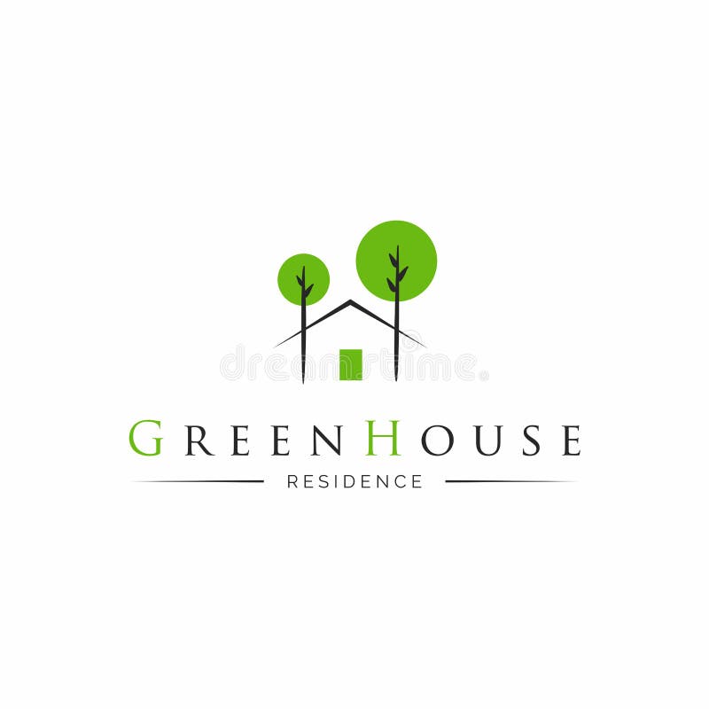 Green House Logo. House between Trees Logo Template Stock Vector ...