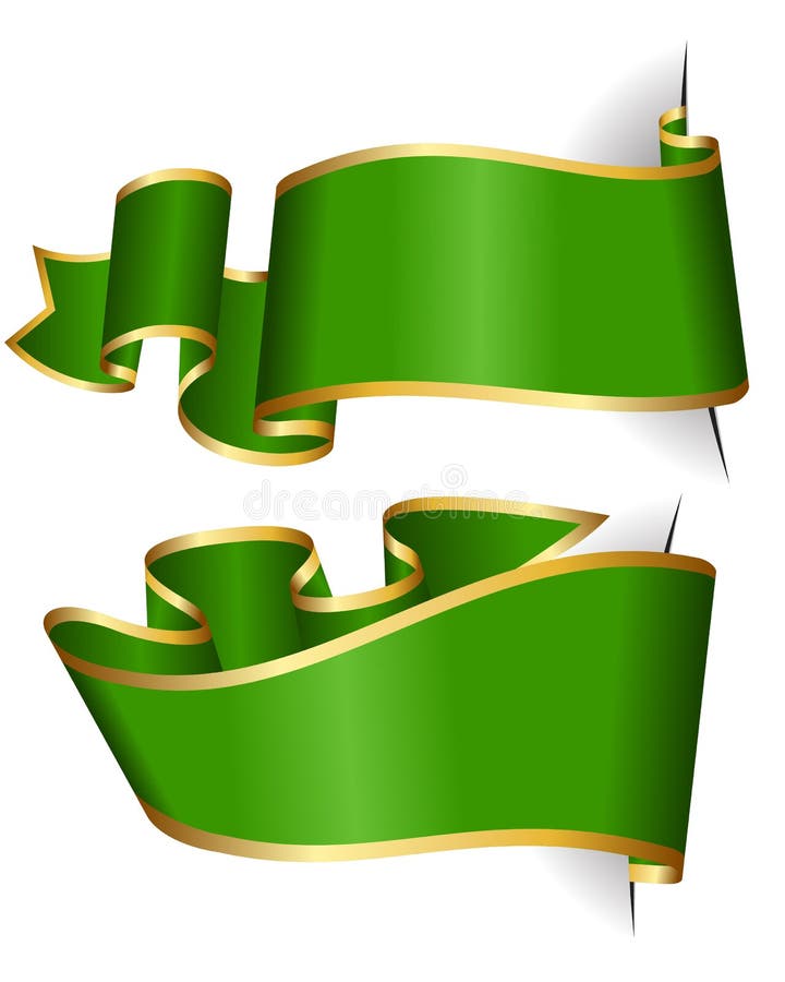 Green ribbon collection stock vector. Illustration of label - 46670855