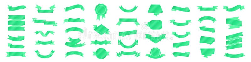 Green Ribbon and Tags Isolated White Background with Gradient Mesh ...