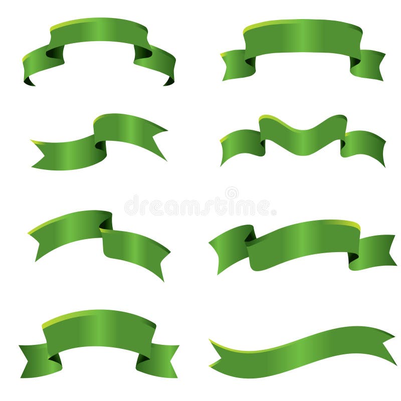 Green ribbons stock vector. Illustration of frame, painting - 5160472