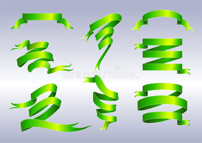 Green ribbons stock vector. Illustration of design, medal - 9839799