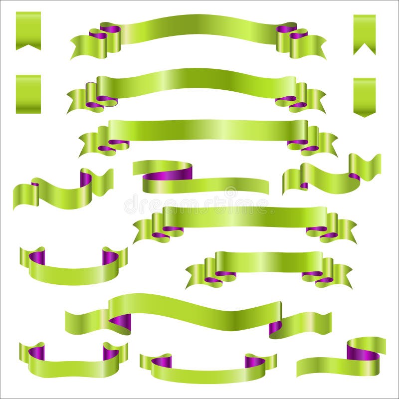 Green Ribbons Set with Gradient, Vector Illustration Stock Vector ...