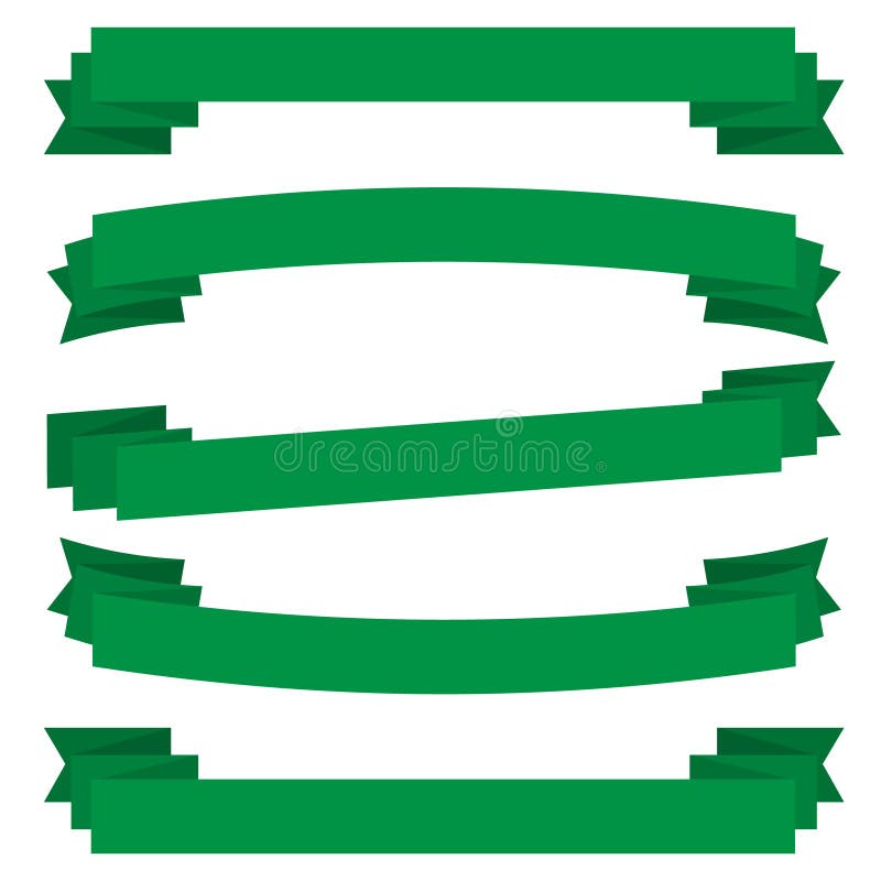 Green Ribbons Set on a White Background Stock Vector - Illustration of ...