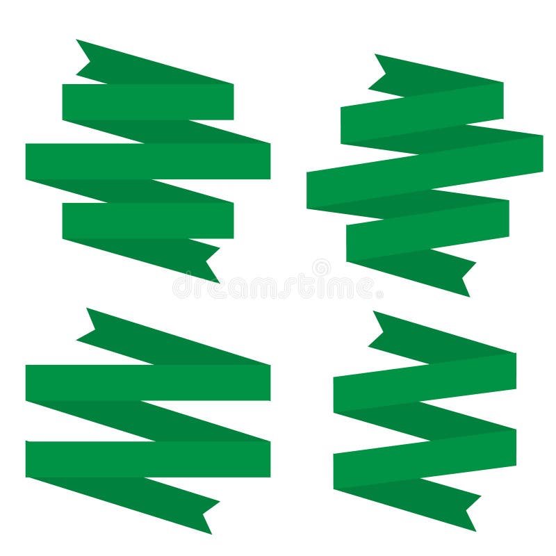 Green Ribbons Set on a White Background Stock Vector - Illustration of ...