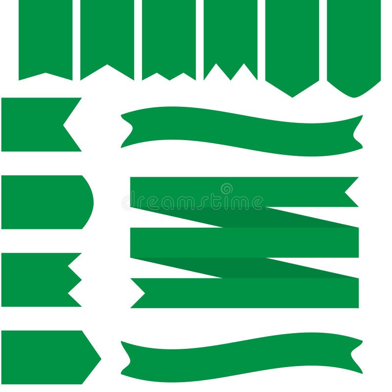 Green Ribbons Set on a White Background Stock Vector - Illustration of ...