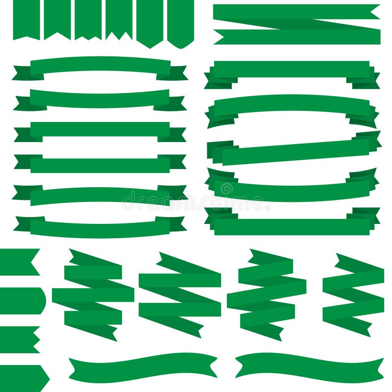 Green Ribbons Set on a White Background Stock Vector - Illustration of ...