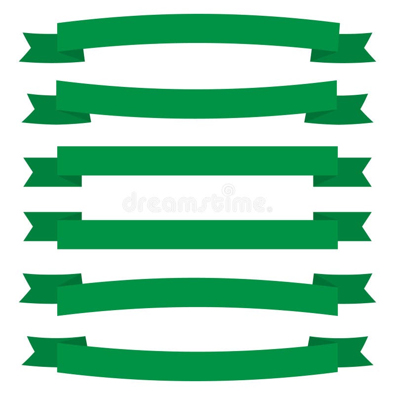 Green Ribbons Set on a White Background Stock Vector - Illustration of ...