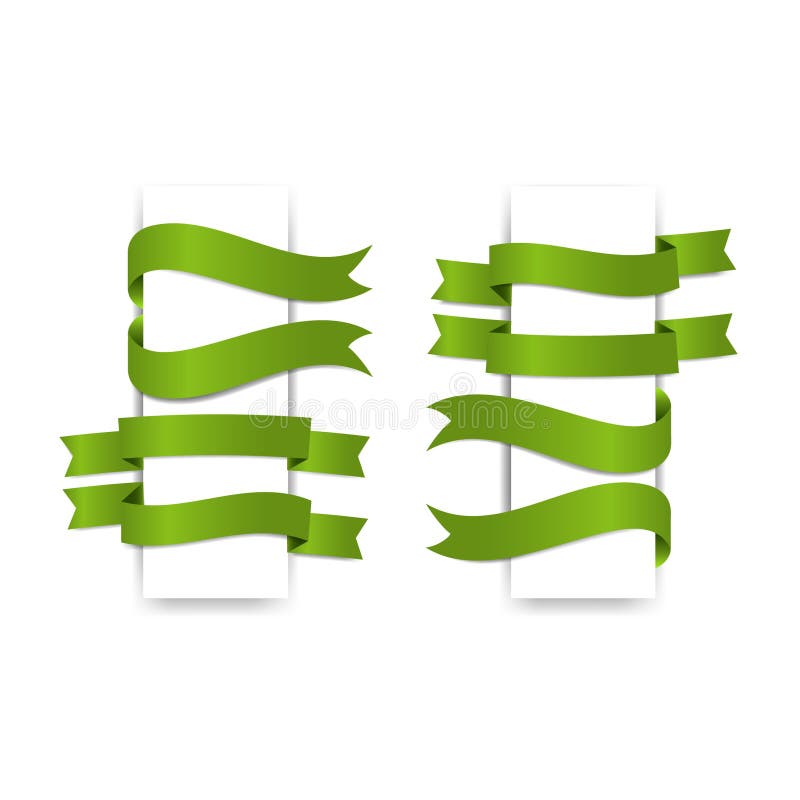 Green Ribbons Set, on White Background Stock Vector - Illustration of ...