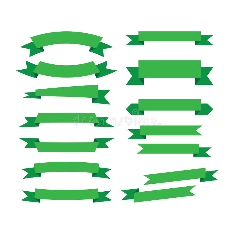 Green ribbons on white stock vector. Illustration of banners - 96029055