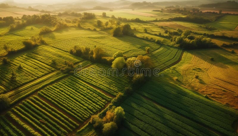 Green Rice Fields Stretch Across Rural Sa Pa Generated by AI Stock ...