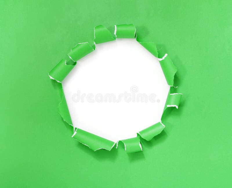 Green Ripped Open Paper on White Paper Background. Stock Photo - Image ...