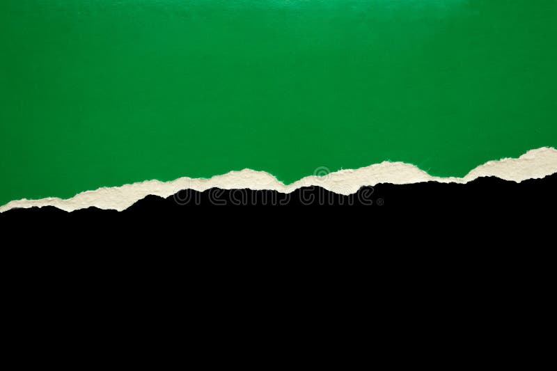 Green Ripped Paper Torn Edges Strips Isolated on Black Background Stock ...