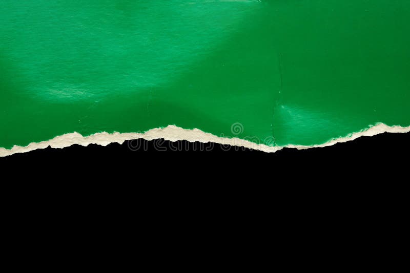 Green Ripped Paper Torn Edges Strips Isolated on Black Background Stock ...