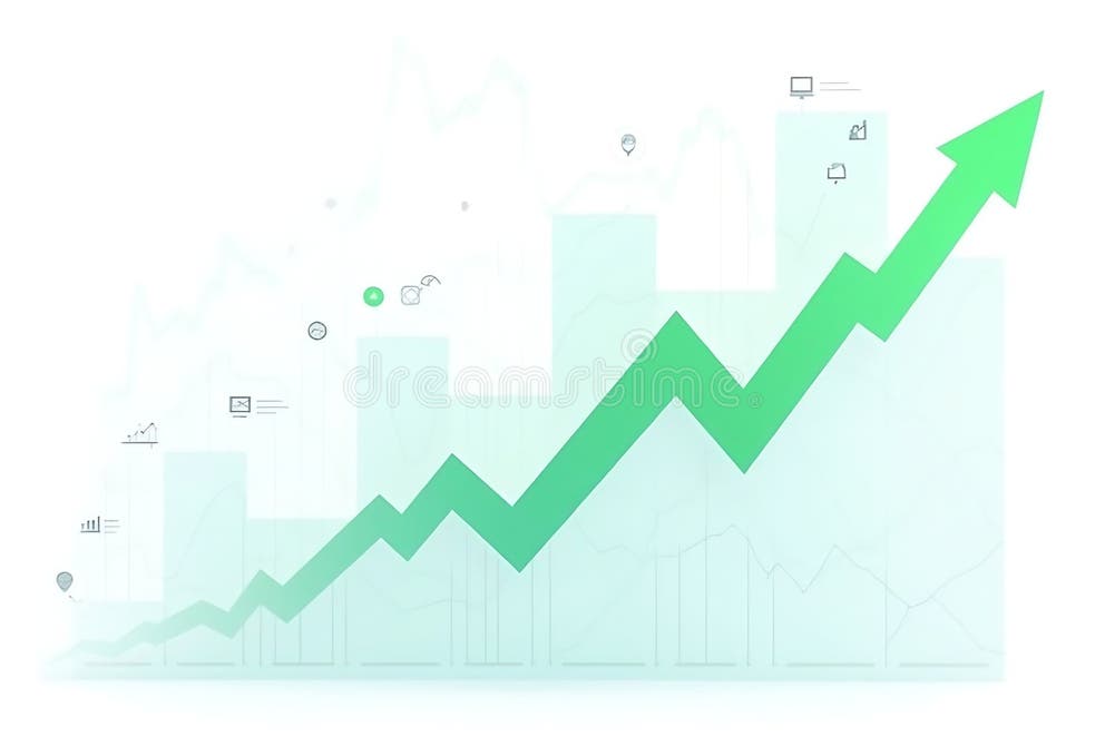 Green Rising Arrow Chart with Business Growth Visualization and Data ...