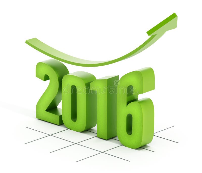 Green rising arrow on 2016 stock illustration. Illustration of graph ...