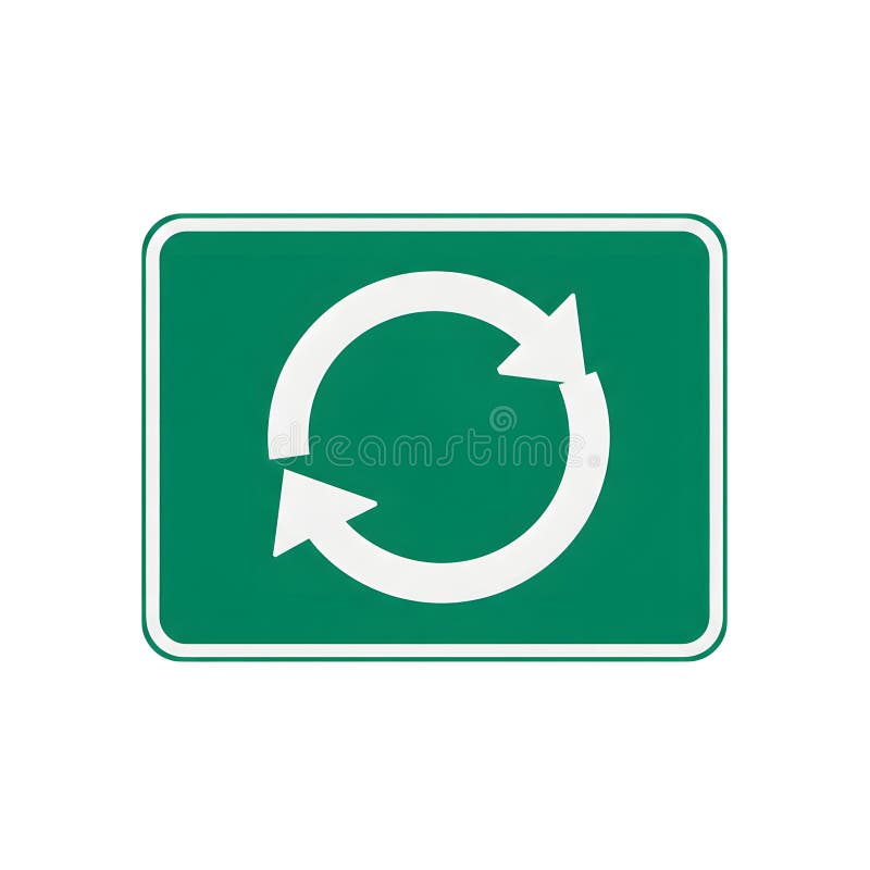 Green Road Sign Depicting a White Circular Arrow Symbolizing Recurrence ...