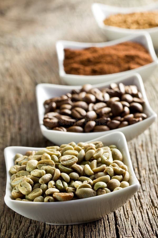 Green, Roasted, Ground and Instant Coffee Stock Photo - Image of brew ...