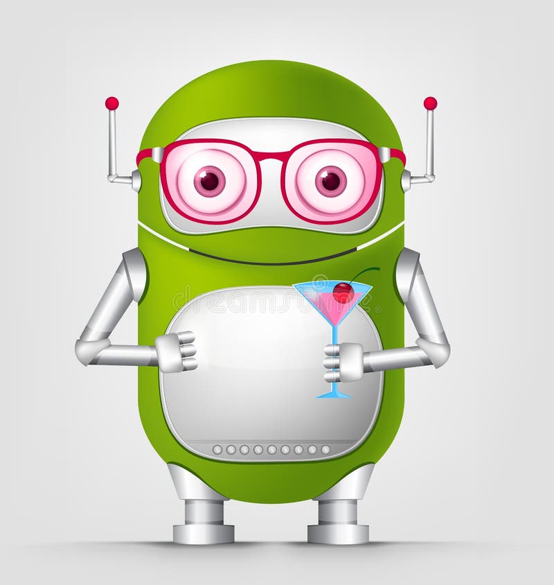 Green robot character stock illustration. Illustration of computer ...
