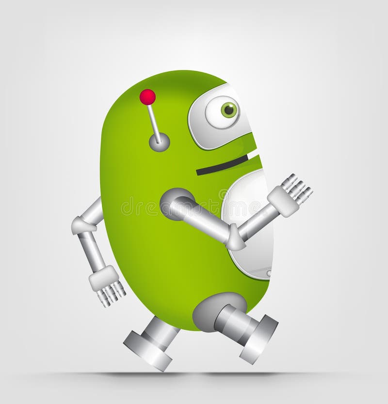 Green robot character stock illustration. Illustration of competition ...
