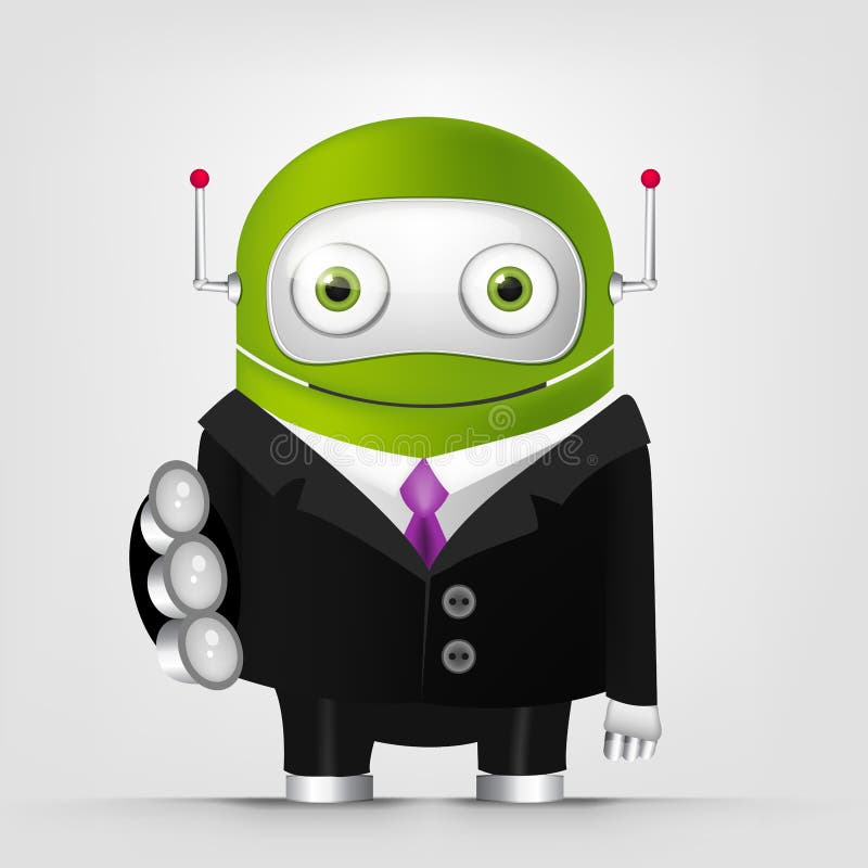 Green robot character stock illustration. Illustration of future - 77571413
