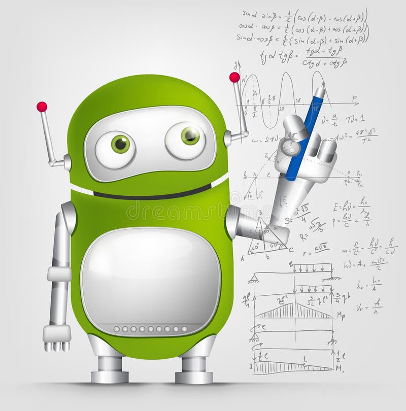 Green robot character stock illustration. Illustration of cyborg - 77572058