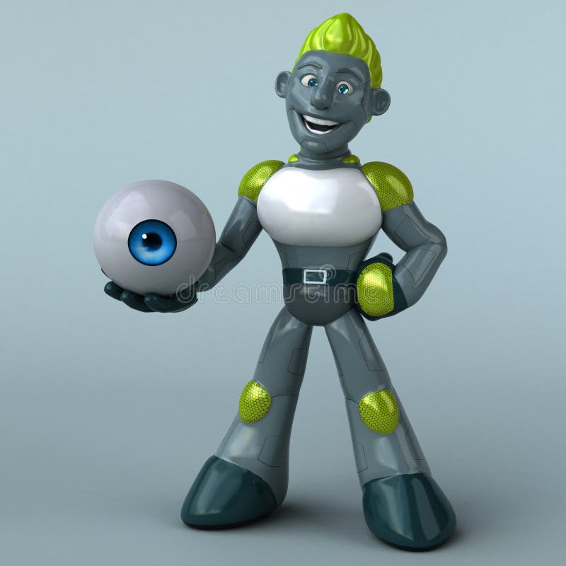 Green Robot - 3D Illustration Stock Illustration - Illustration of ...