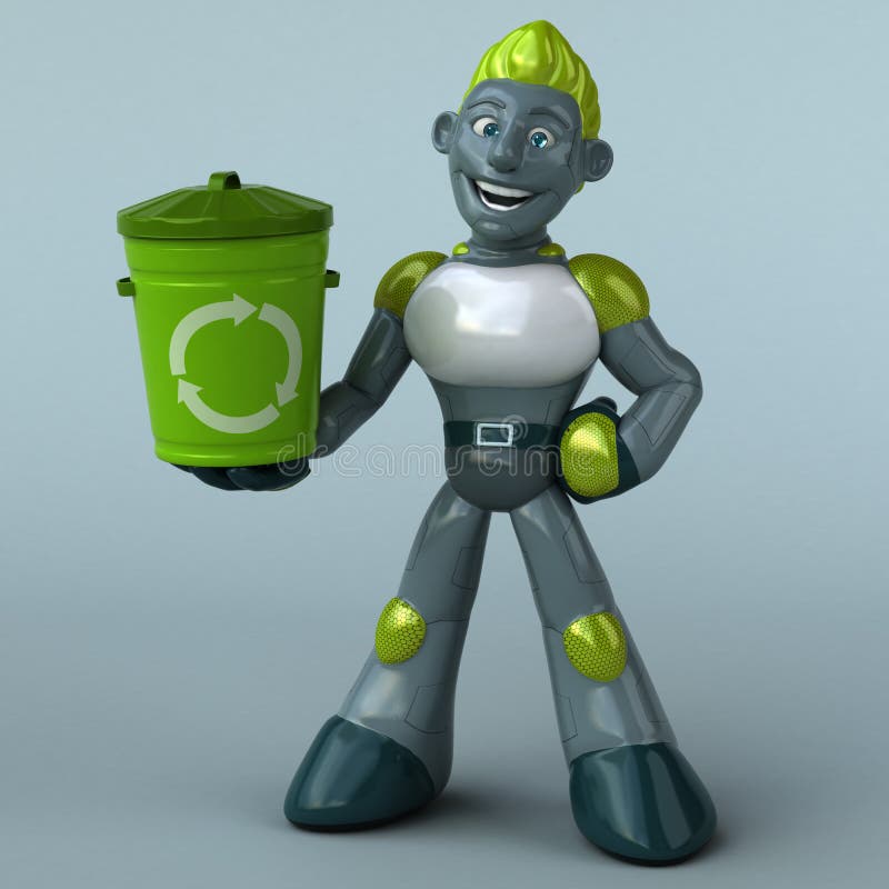 Green Robot - 3D Illustration Stock Illustration - Illustration of ...
