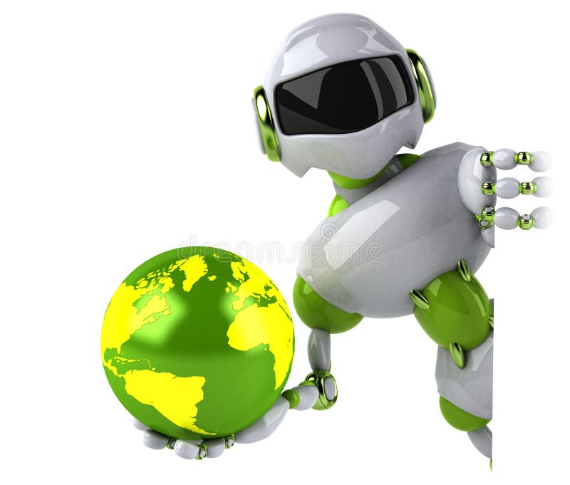 Green Robot - 3D Illustration Stock Illustration - Illustration of ...