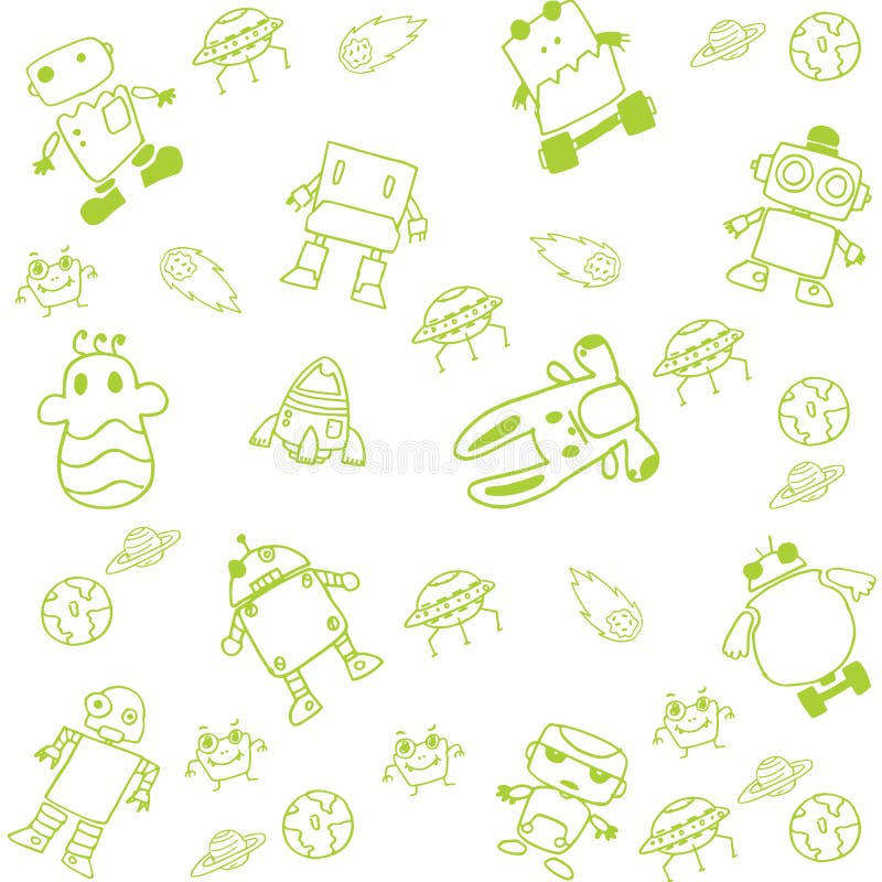Green Robot Doodle Art Stock Illustrations – 62 Green Robot Doodle Art ...