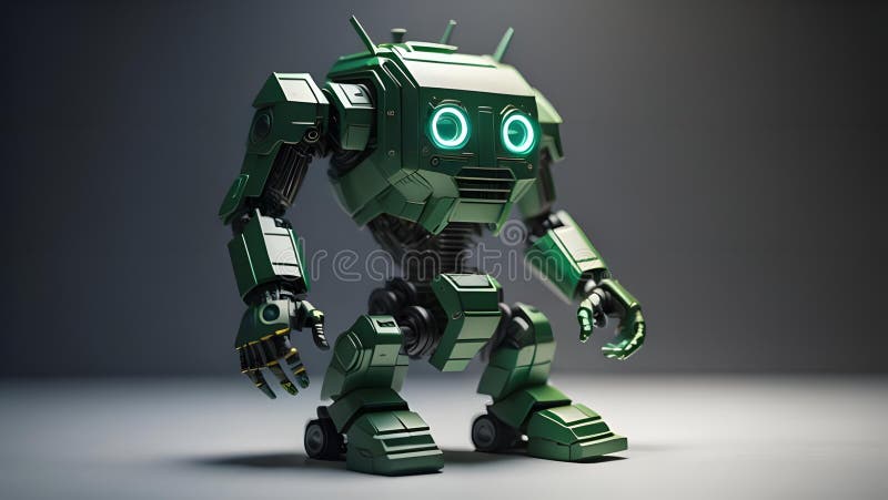 Green Robot on a Gray Background. Generative Ai Stock Illustration ...